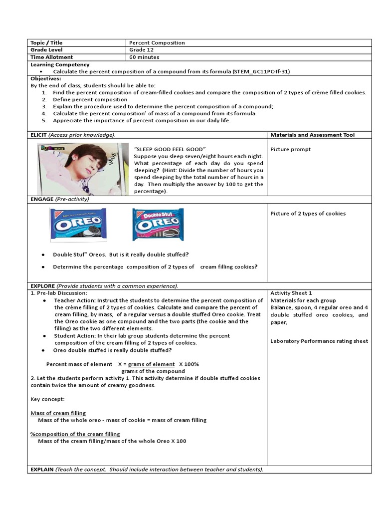 Lesson Plan-Percent Composition | Download Free PDF | Percentage ...