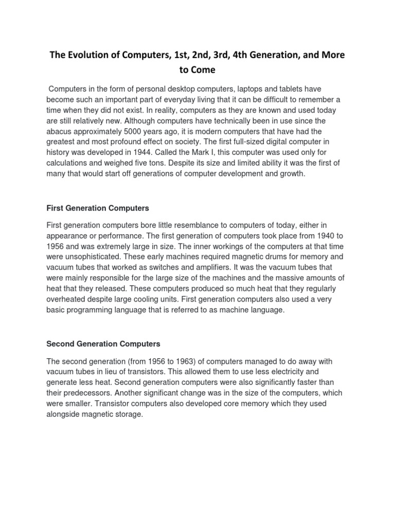 Generations of Computer Evolution | PDF | Personal Computers ...