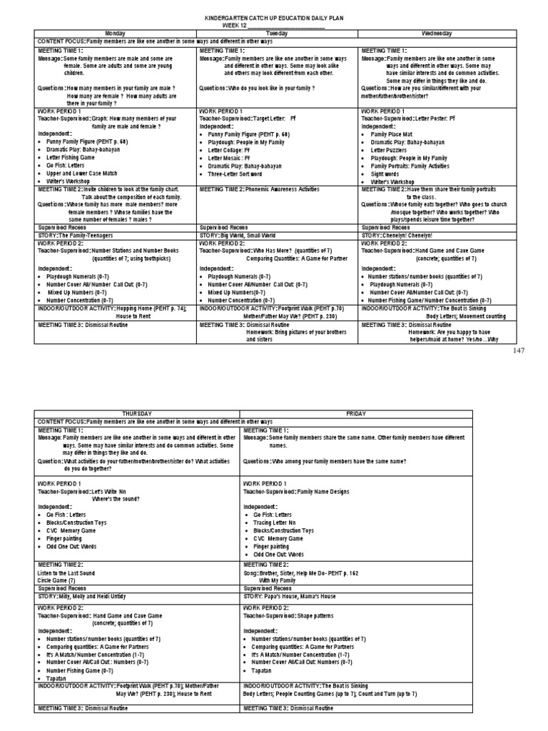 Kindergarten Lesson Plan Week 12 PDF | PDF | Drawing | Letter Case