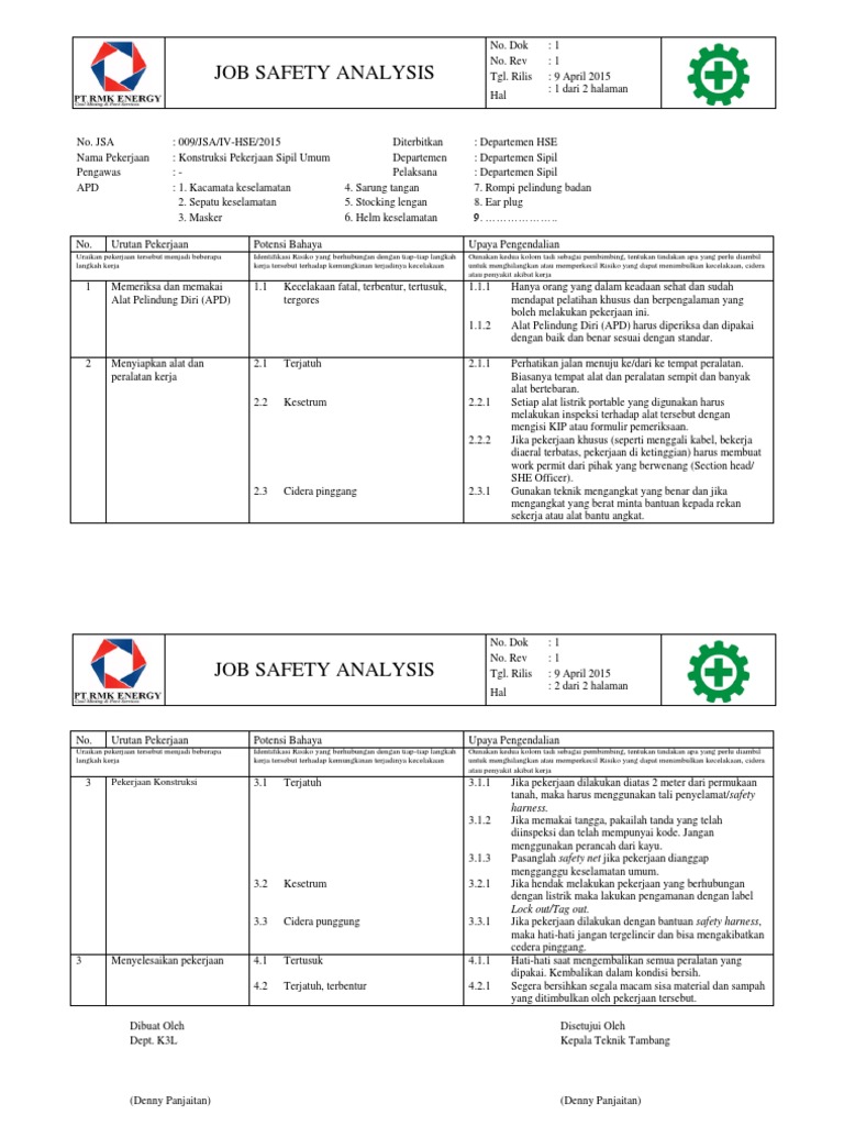 Dokumen - Tips - 009 Jsa Konstruksi Pekerjaan Sipil Umum PDF | PDF
