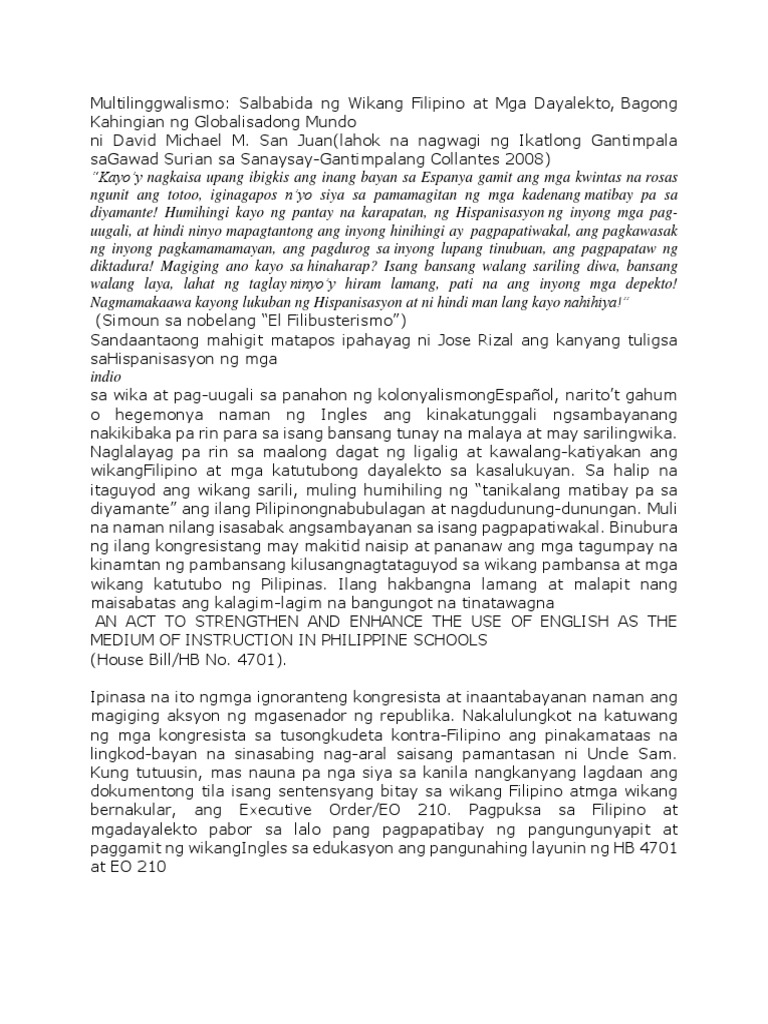 Multilinggwalismo | PDF