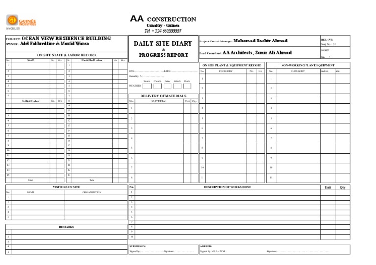 Daily Construction Site Diary Template | PDF | Nature