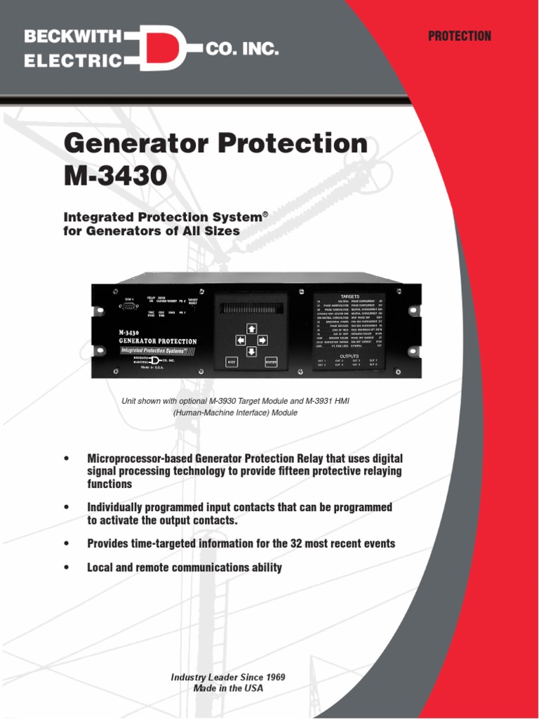 Generator Protection M 3430 | PDF | Root Mean Square | Relay