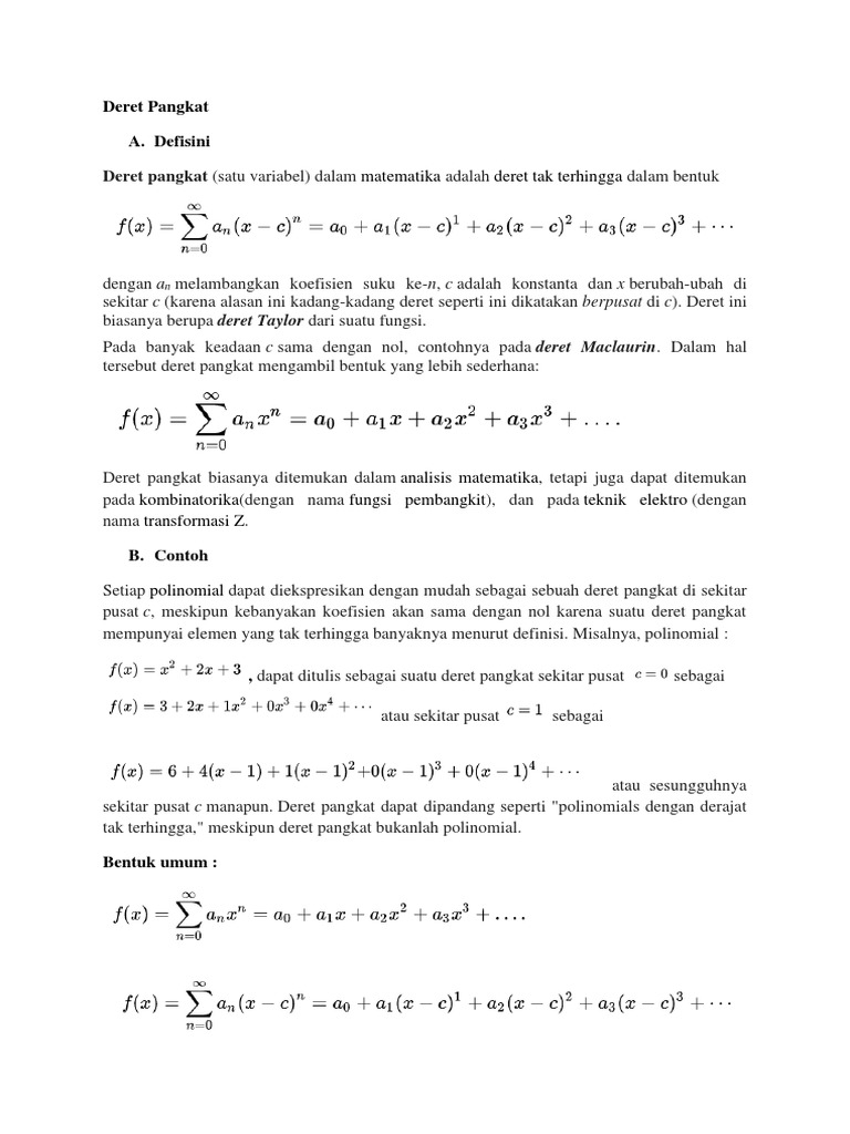Panduan Deret Pangkat Matematika | PDF