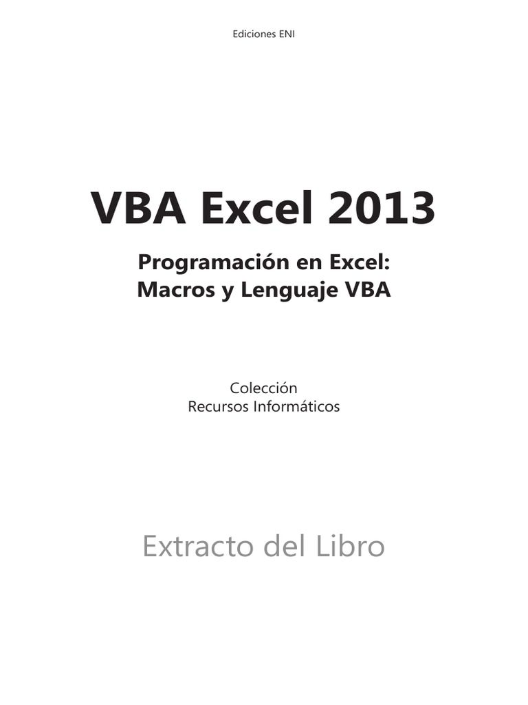 Vba Excel 2013 PDF | PDF | Macro (informática) | Microsoft Excel