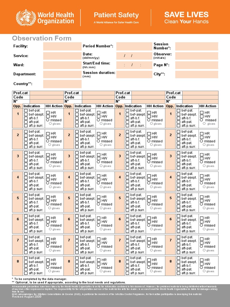Observation - Form Baru PDF | PDF | Hygiene | Health Care