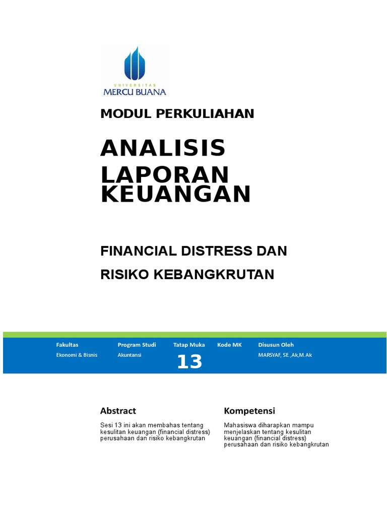Modul Analisa Laporan Keuangan (TM14) | PDF | Pengelolaan Keuangan & Uang