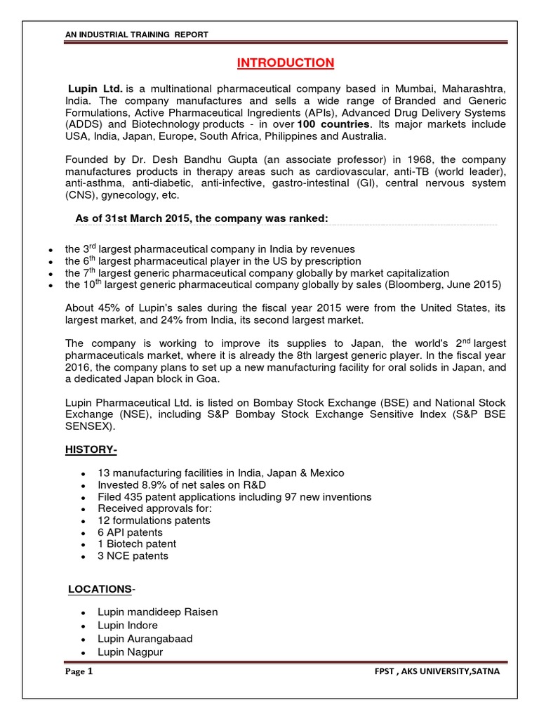 Lupin. Report PDF | PDF | Gas Chromatography | Ultraviolet–Visible Spectroscopy