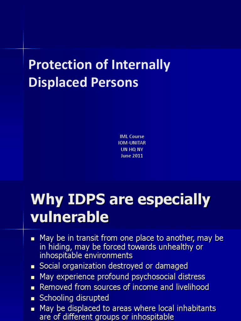 Protection of Internally Displaced Persons: IML Course Iom-Unitar ...