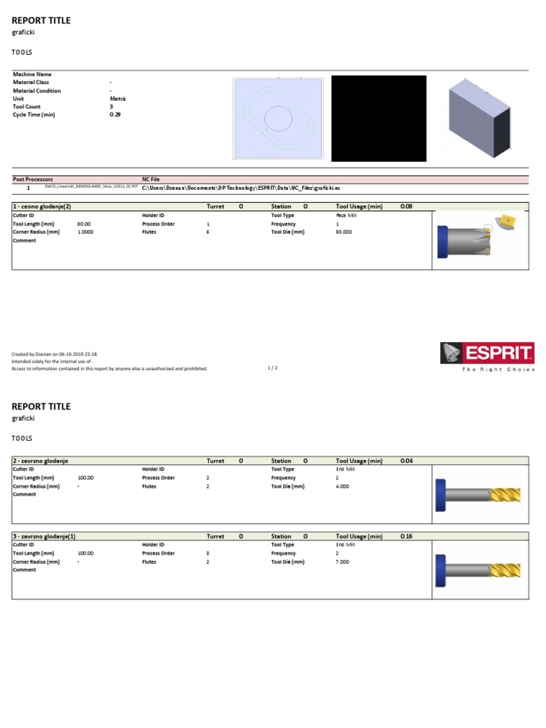 CNC Tool Usage Report for Machining | PDF | Computing | Business