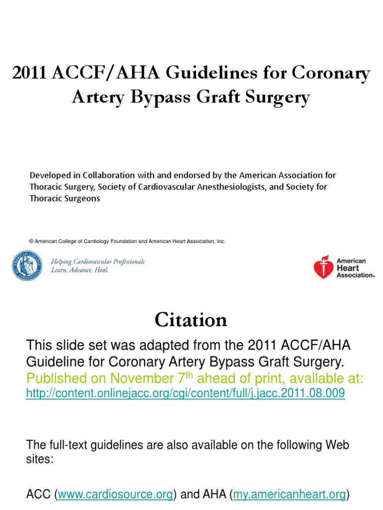 2011 ACCF/AHA Guidelines For Coronary Artery Bypass Graft Surgery | PDF ...