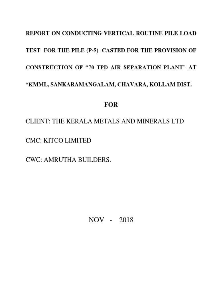 Routine Vertical Load Test Report For P-5 Conducted at KMML | PDF ...