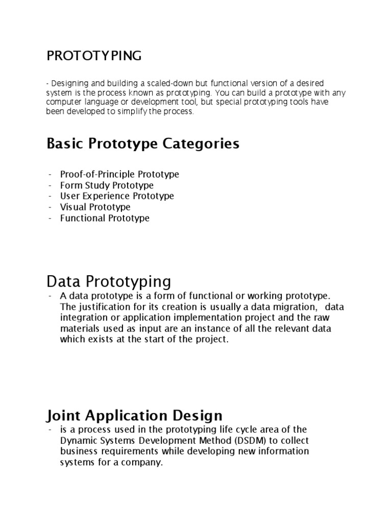 Data Prototyping: Basic Prototype Categories | PDF