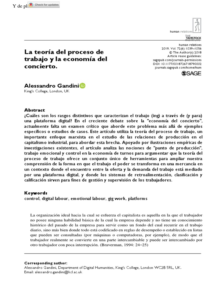 1 Labour Process Theory and The Gig Economy | PDF | marxismo | Las ...