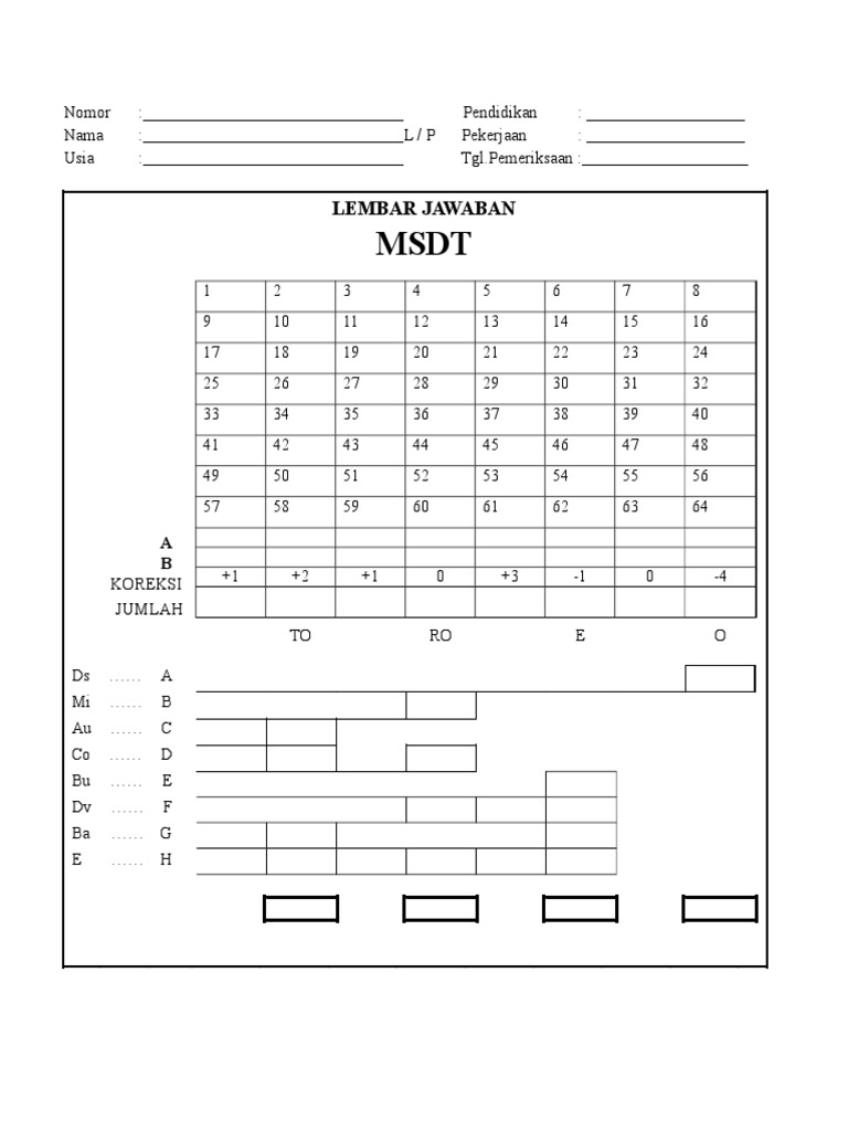 Lembar Jawaban MSDT | PDF
