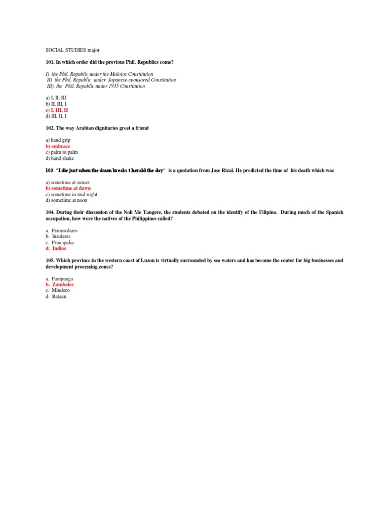 Social Studies Major Let Reviewer | PDF