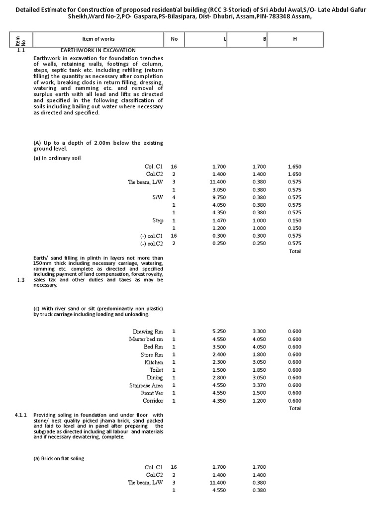 Building Estimate | PDF | Concrete | Building Technology