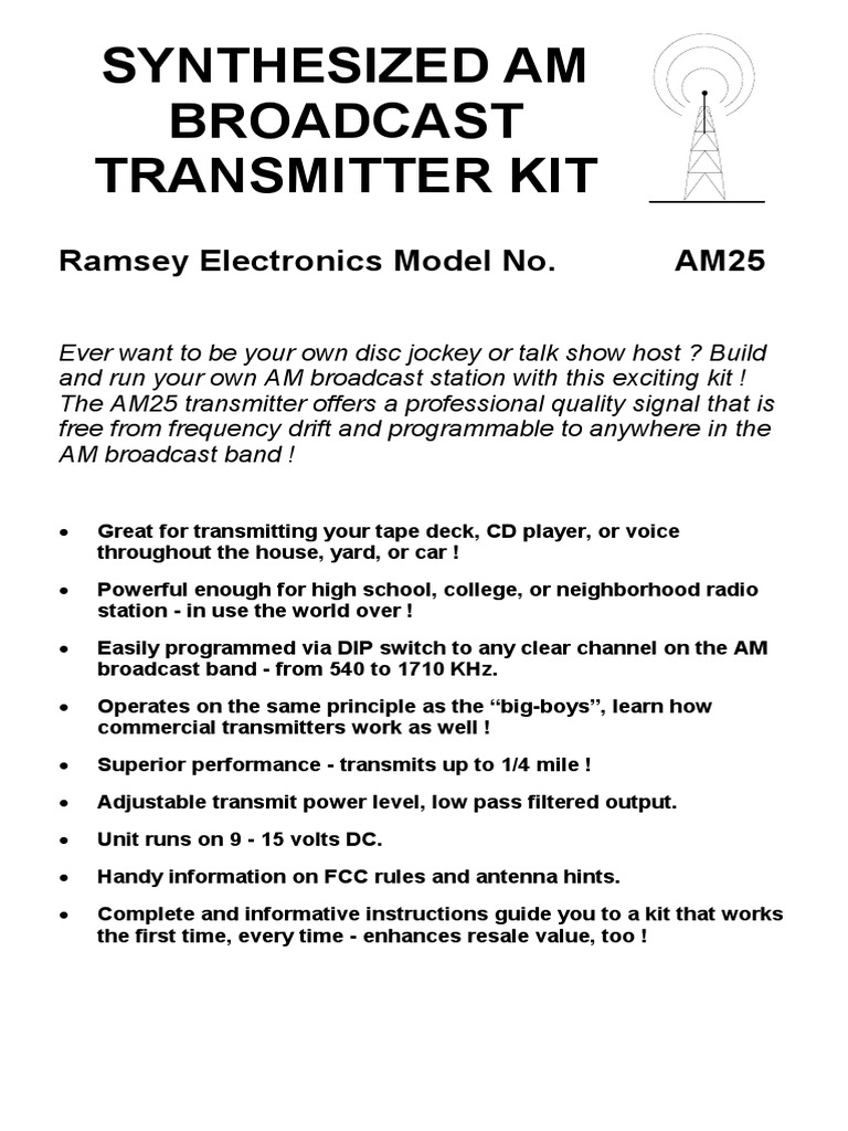 Ramsey AM25 - Sythesized AM Broadcast Transmitter PDF | PDF