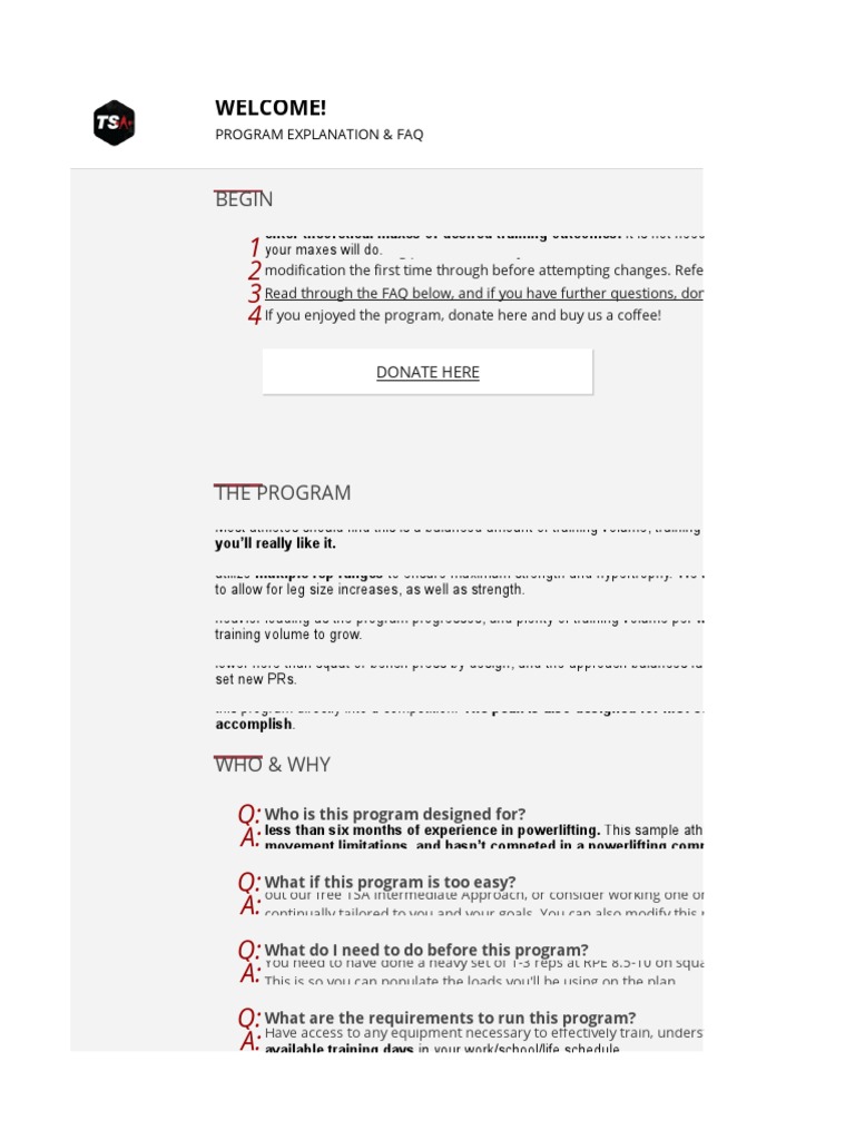 TSA 9-Week Beginner Powerlifting Program | PDF | Strength Training ...
