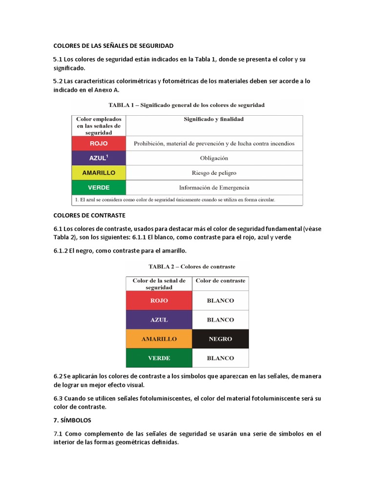 Colores de Las Señales de Seguridad | PDF | Blanco | Color