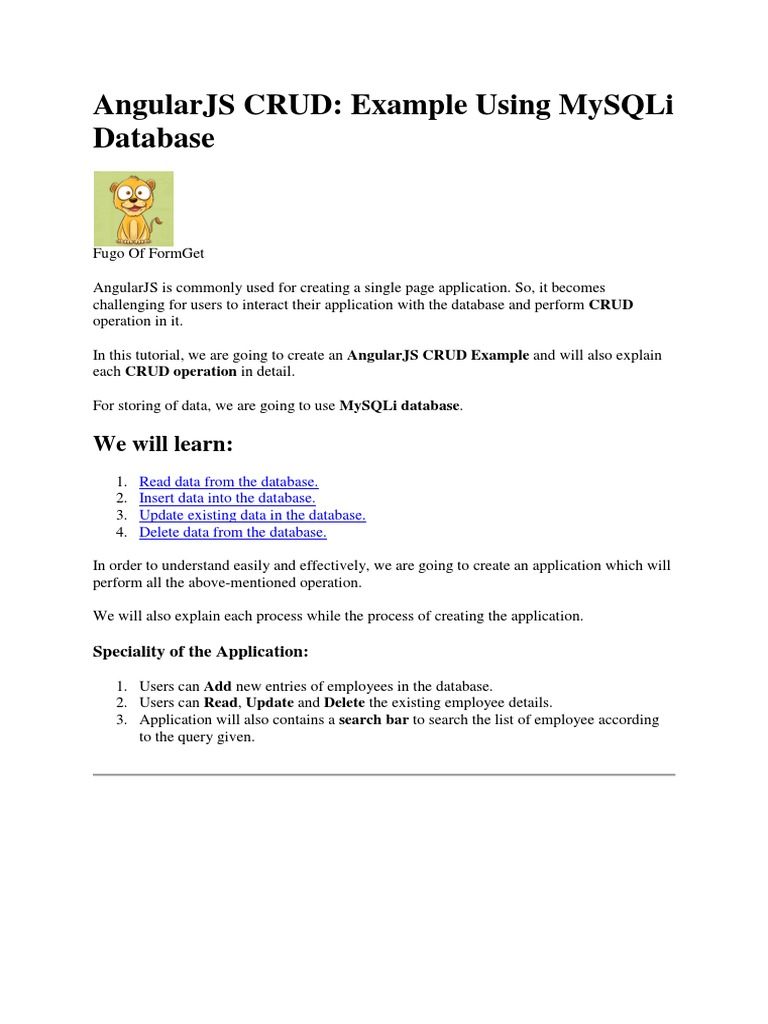 AngularJS CRUD with MySQLi Example | PDF | Databases | Information ...