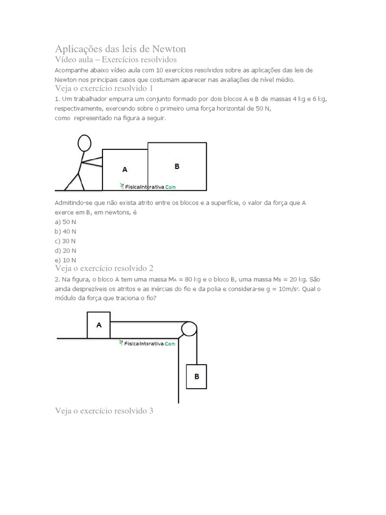 Fisica Leis de Newton e Atrito | PDF | Leis do Movimento de Newton | Atrito