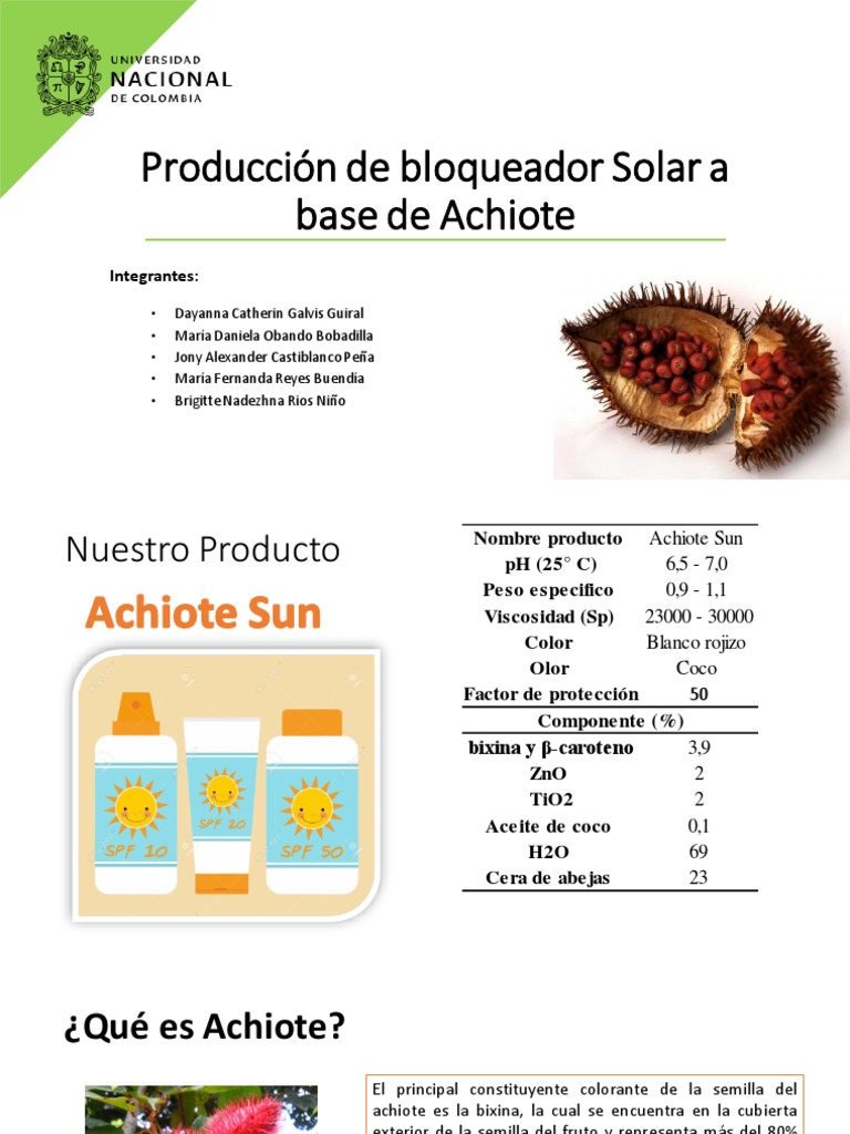 Bloqueador Solar de Achiote Eco | PDF | Agricultura | Naturaleza