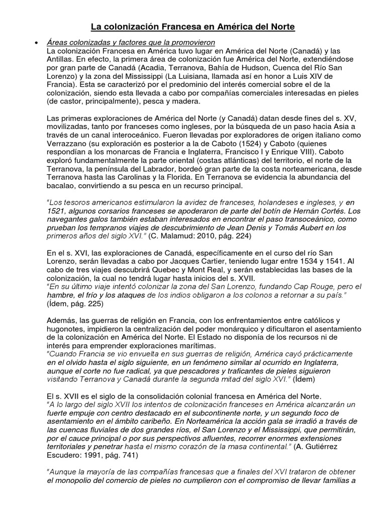 La Colonización Francesa en América Del Norte | PDF | Colonización ...