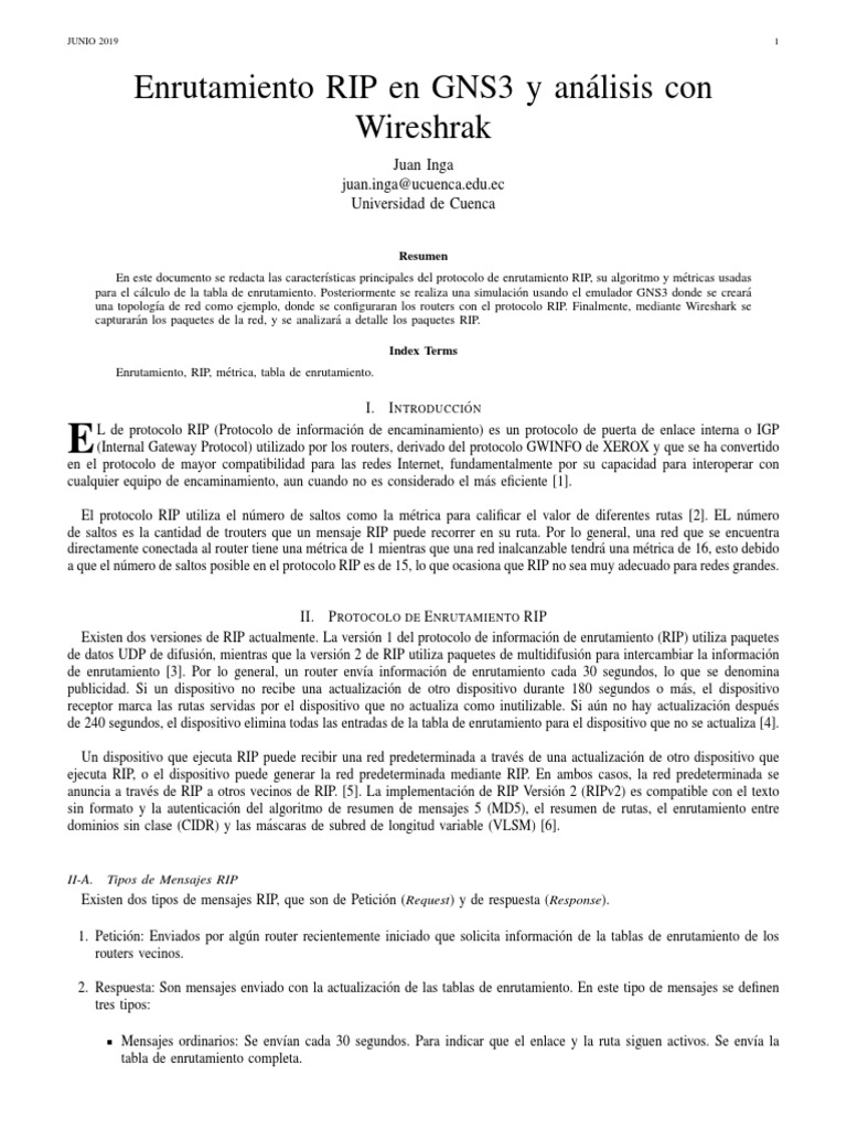 Protocolo de Enrutamiento RIP GNS3 | PDF | Enrutador (Computación) | Dirección IP