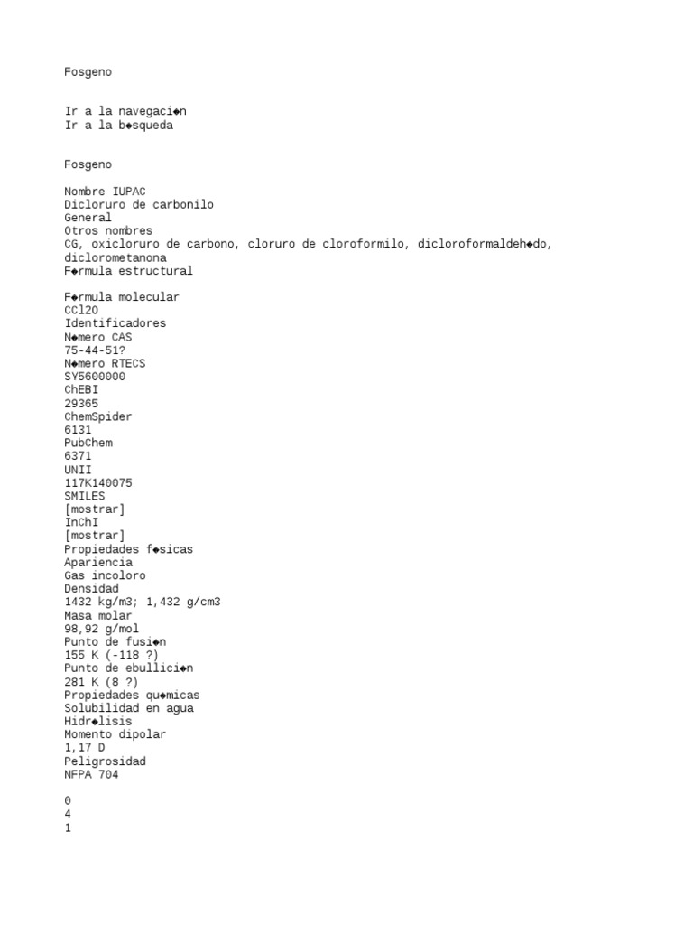 Fosgeno | PDF | Sustancias químicas | Química