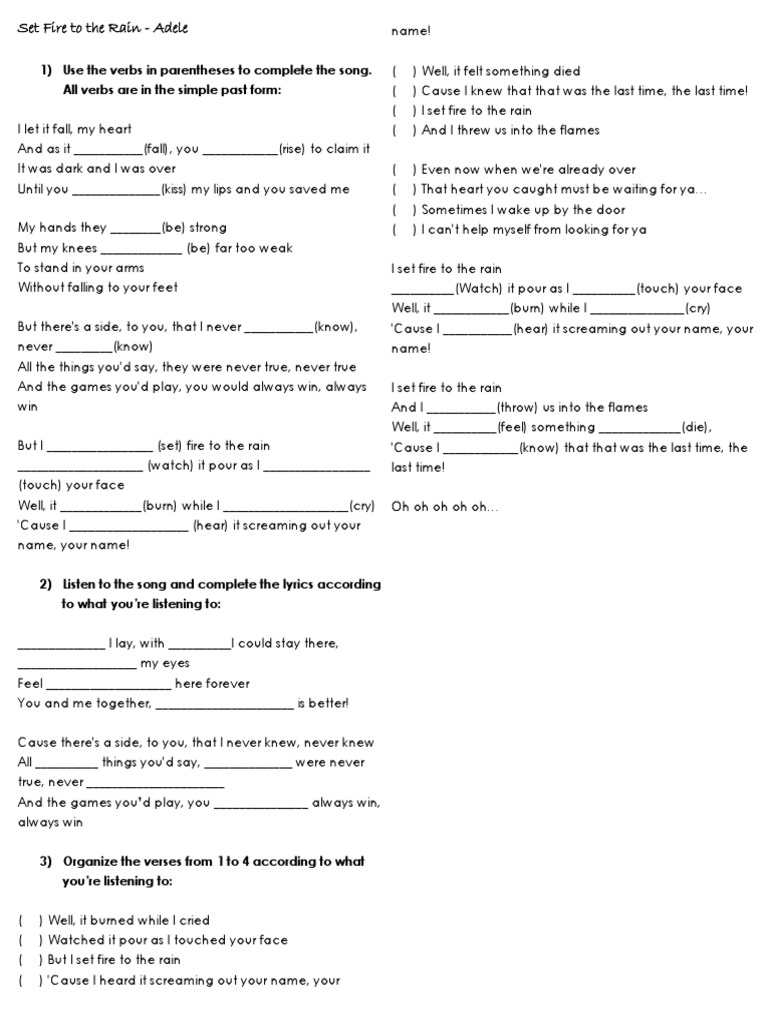 Simple PAst Tense Song PDF | PDF
