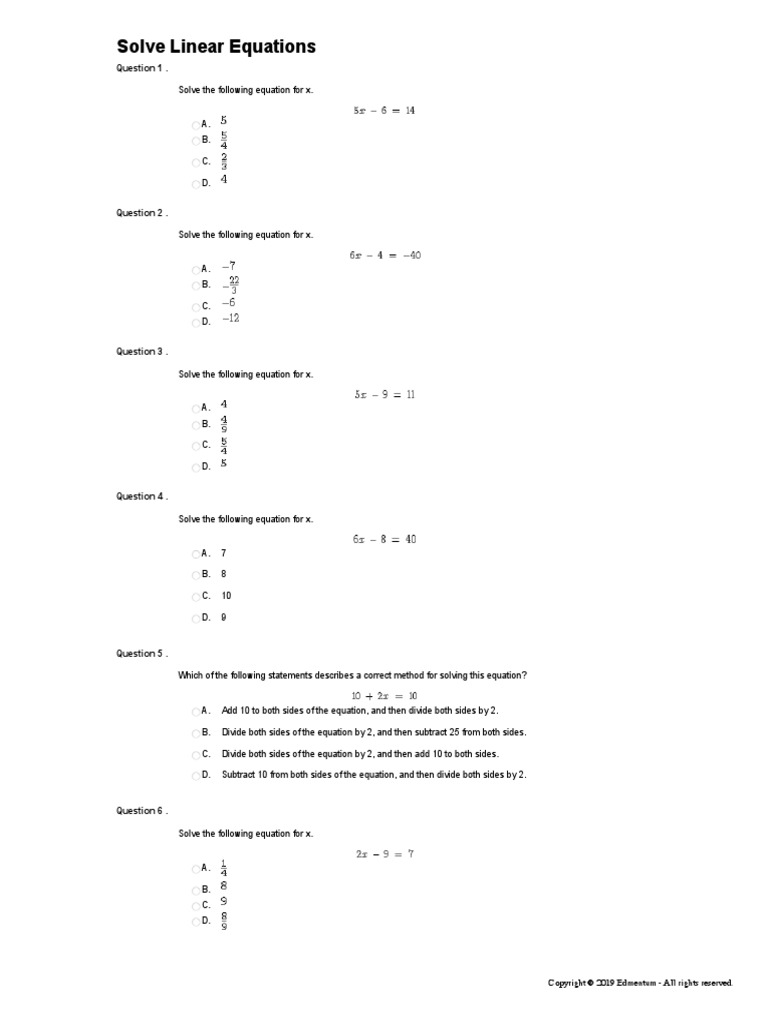 7.EE.B4a Equations Solve | PDF | All Rights Reserved | Equations