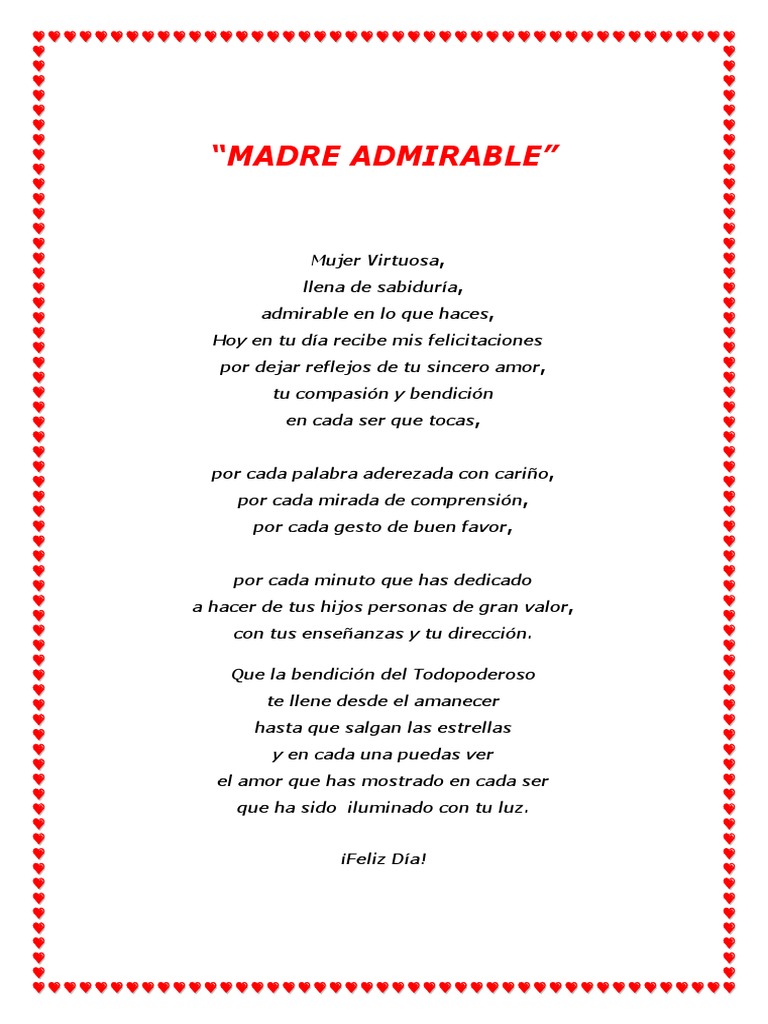 Poema para la Madre Admirable | PDF | Relaciones personales, crianza y ...