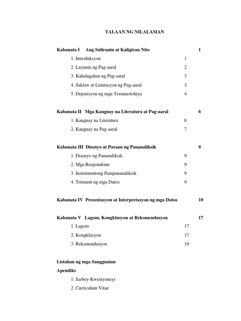 Talaan NG Nilalaman | PDF