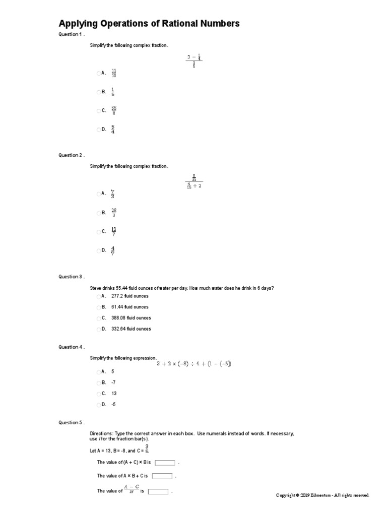 7.NS.a.3 - Applying Operations of Rational Numbers | Download Free PDF ...