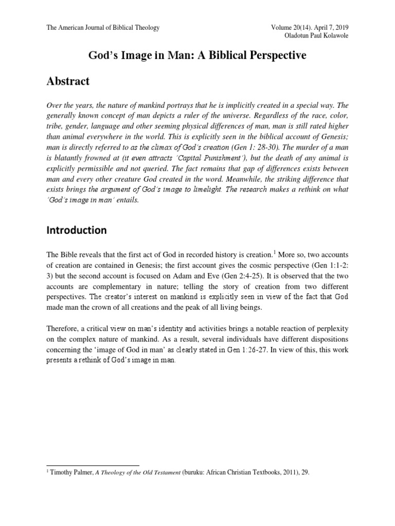 God's Image in Humanity Explained | PDF | Image Of God | Genesis ...