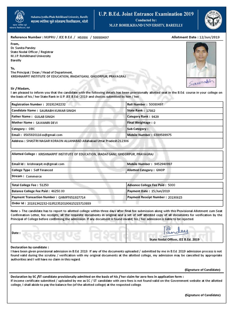 Allotment Letter | PDF | Government | Business