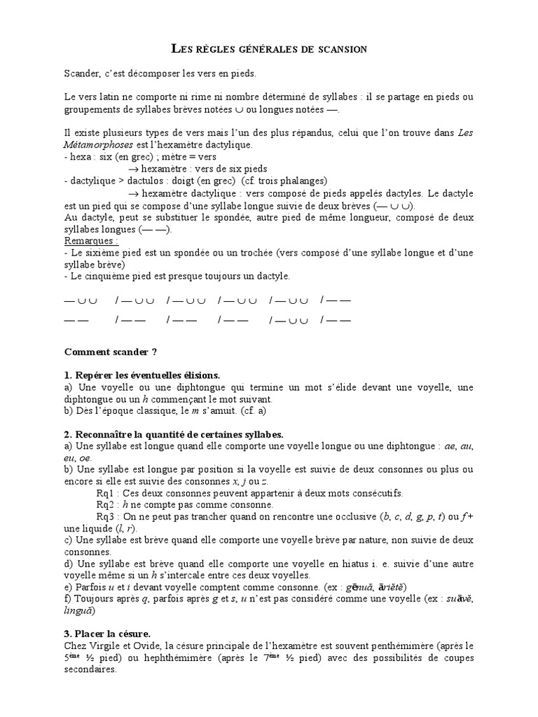 Scansion Latin | PDF | Mètre et rythme | Poétique (discipline)