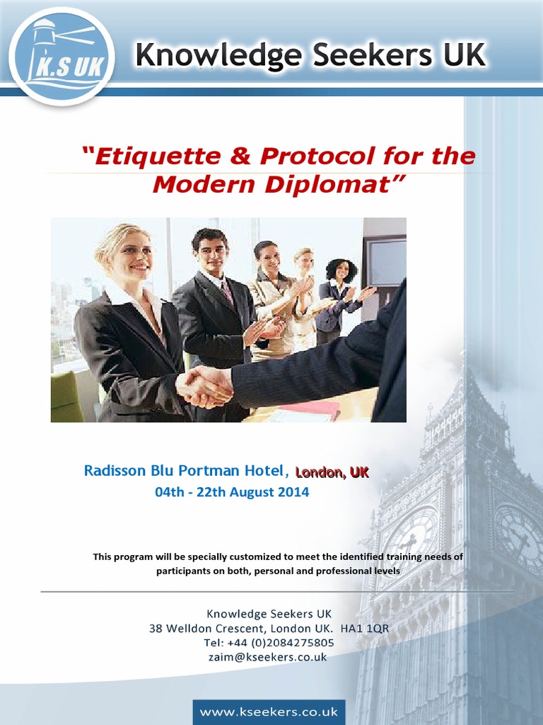 Etiquette & Protocol For The Modern Diplomat | PDF | Etiquette | Psychology