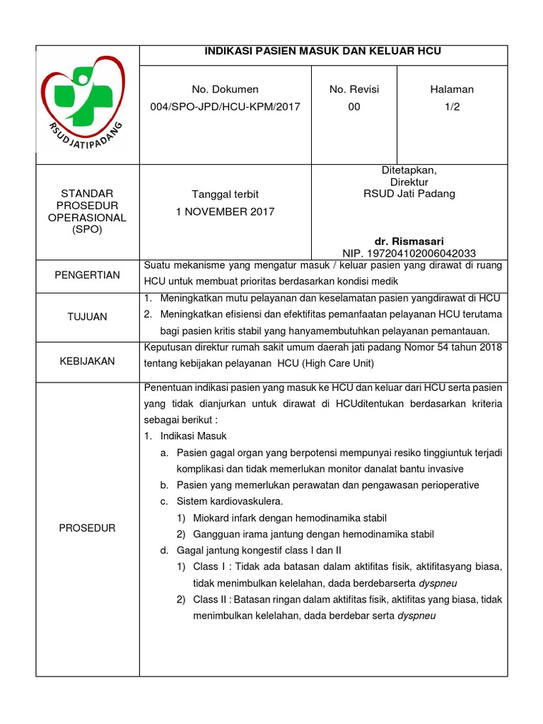 Spo 2 Indikasi Pasien Masuk Dan Keluar Hcu | PDF