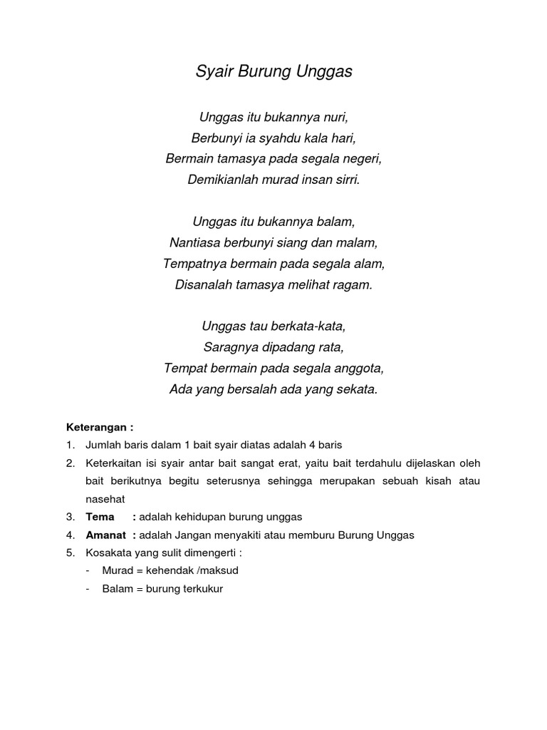 Syair Beserta Tema Dan Amanatnya | PDF