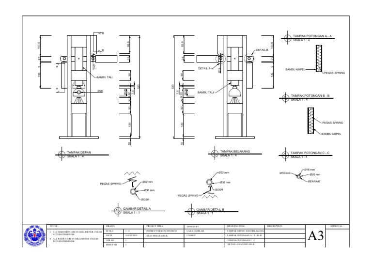 Gambar Kerja Desain Bambu (Auto Cad) - Laila Jamilah | PDF
