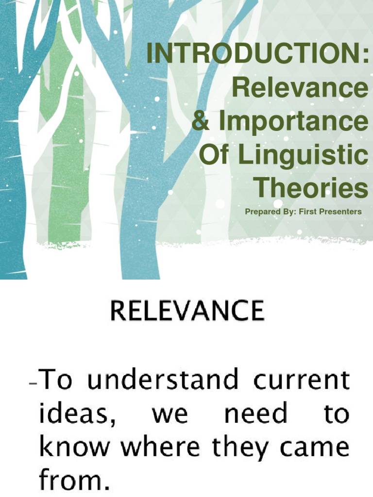 Introduction: Importance and Relevance of Linguistic Theory | PDF ...
