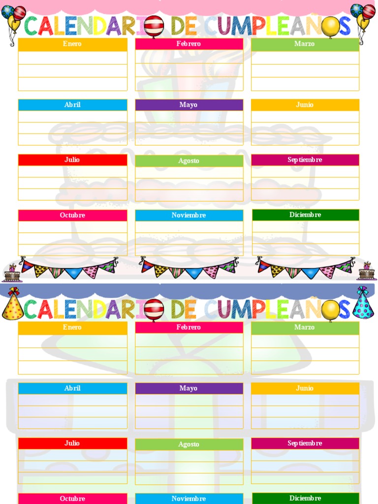 Calendarios de Cumpleaños para Decorar Tu Clase en Gran Formato ...