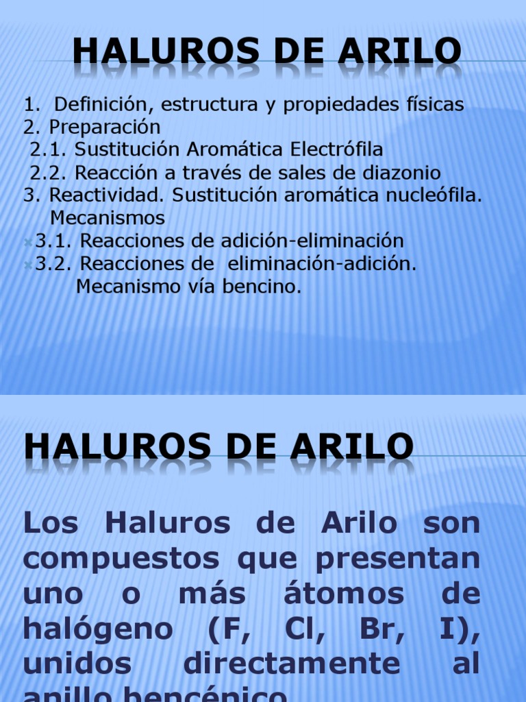 Halogenuros de Arilo - 2018 I | PDF | Hidrocarburos aromáticos | Benceno