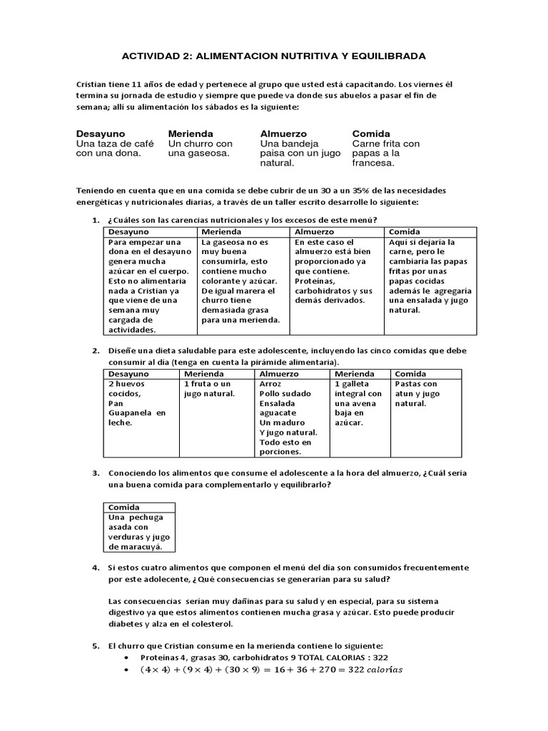 Actividad | PDF | Nutrición | Dieta y nutrición