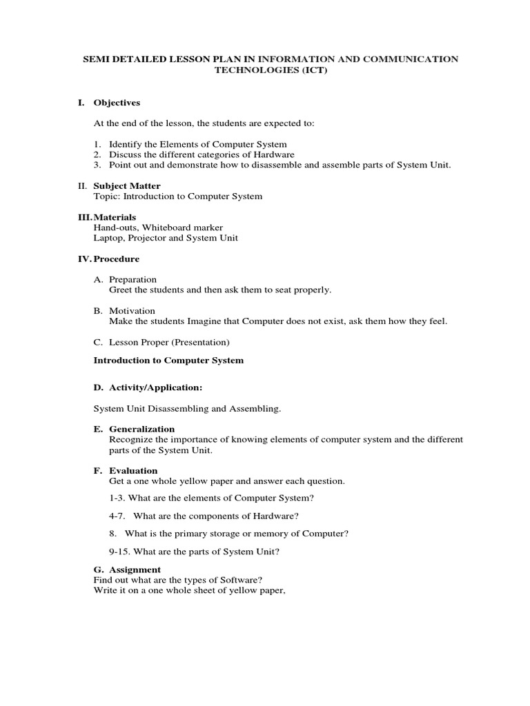 Final Demo ICT Semi Detailed Lesson Plan | PDF