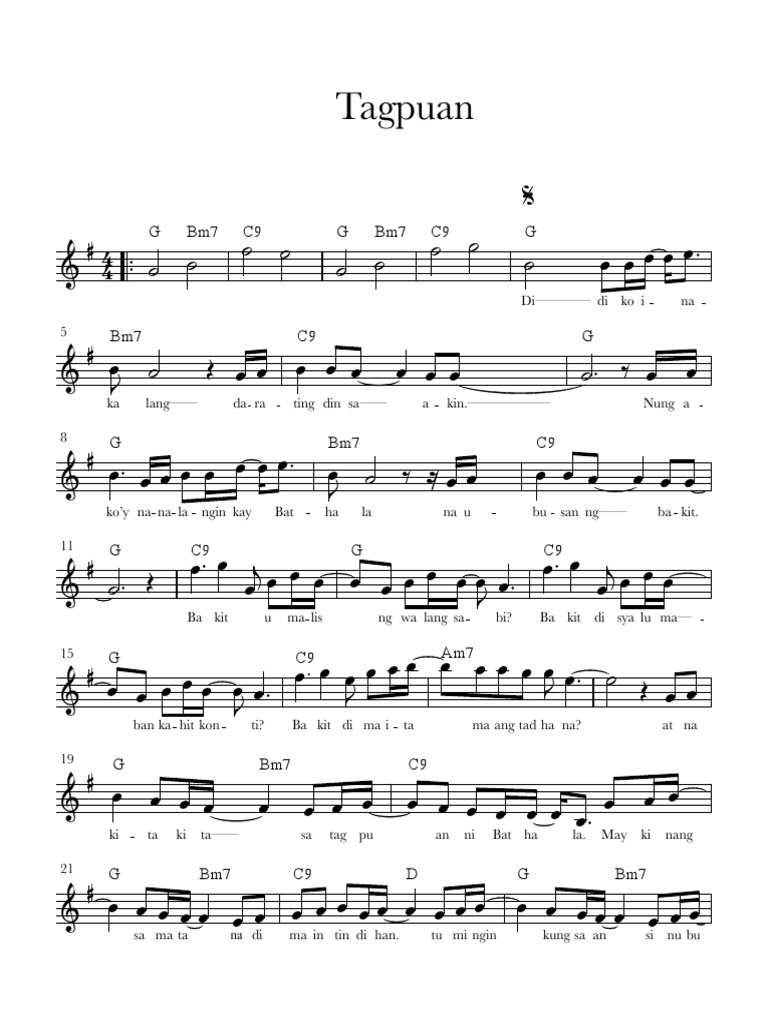 Tagpuan Lead Sheet | PDF