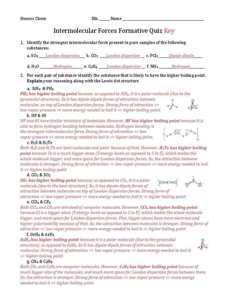 In Term Ol Forces Form Quiz Key | Download Free PDF | Chemical Polarity ...