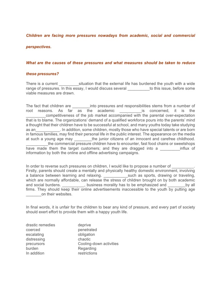 Children Are Facing More Pressures Nowadays From Academic | PDF ...
